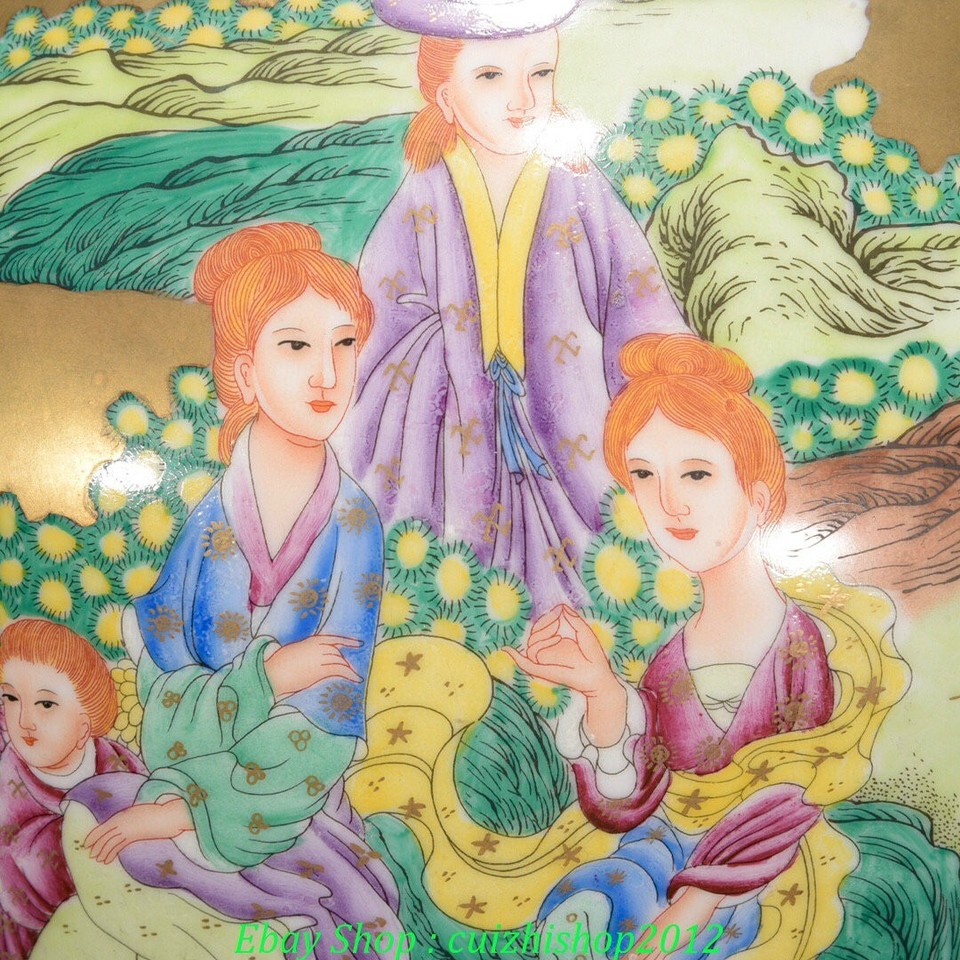 Old Qing Famille Rose Porcelain Gilt West Square People Matter Bottle ...