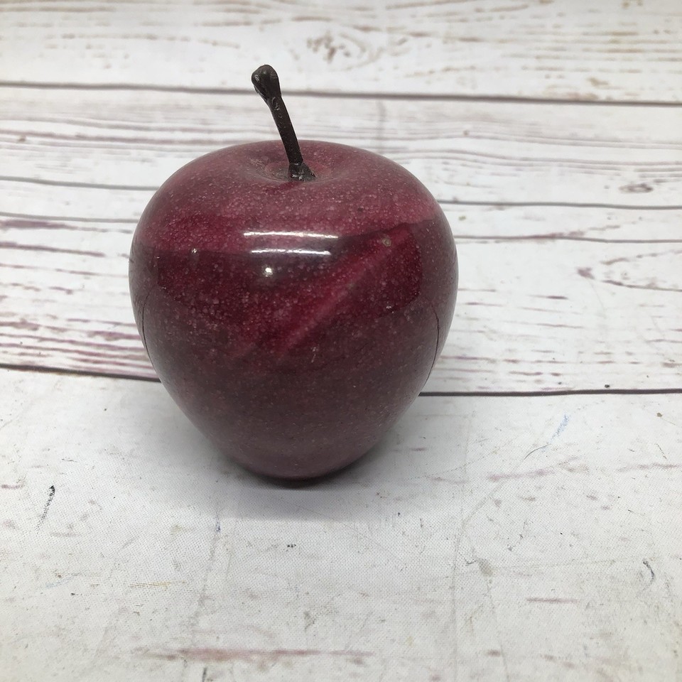 Vintage Red Marble Apple Paperweight Polished Stone | eBay