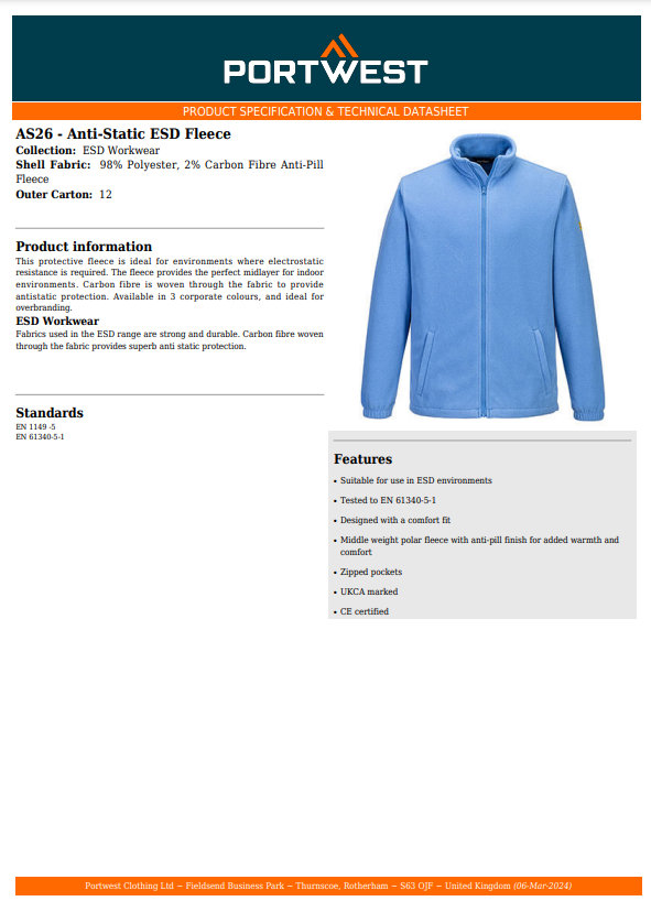 Anti-Static ESD Fleece Jackets Static Control Workwear Warm Safety ...