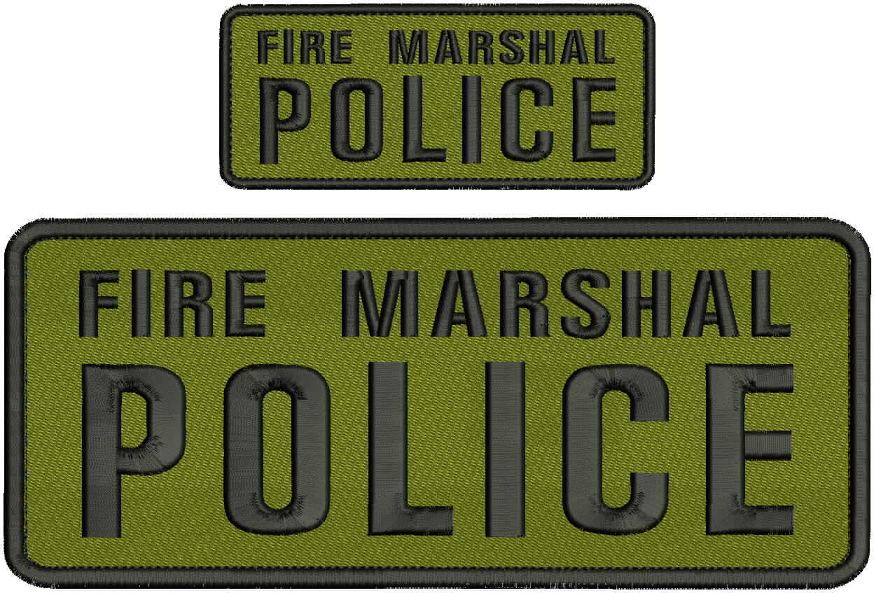 FIRE MARSHAL POLICE embroidery Patches 4x10 and 2x5 hook on back OD ...