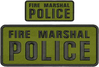 FIRE MARSHAL POLICE embroidery Patches 4x10 and 2x5 hook on back OD ...