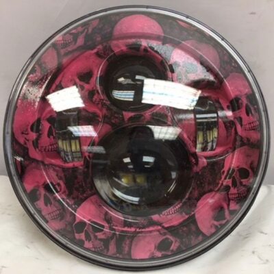 7″ or 5 3/4″ Replacement Custom Pink Skull Design Projector HID LED ...
