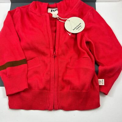 Pact Infant Toddler Sweater Hoodie Zip Red 100% Organic Cotton 12-18 Mo ...
