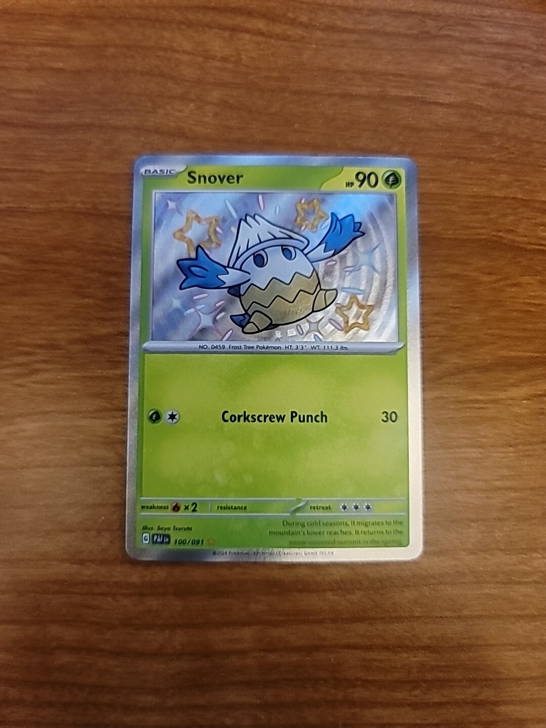 Pokémon TCG Snover Scarlet & Violet: Paldean Fates 100/091 Holo Shiny ...