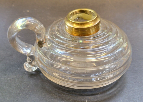 BEEHIVE or Keele Ribbed Finger/Hand Oil Lamp Mold-Blown Glass Night ...