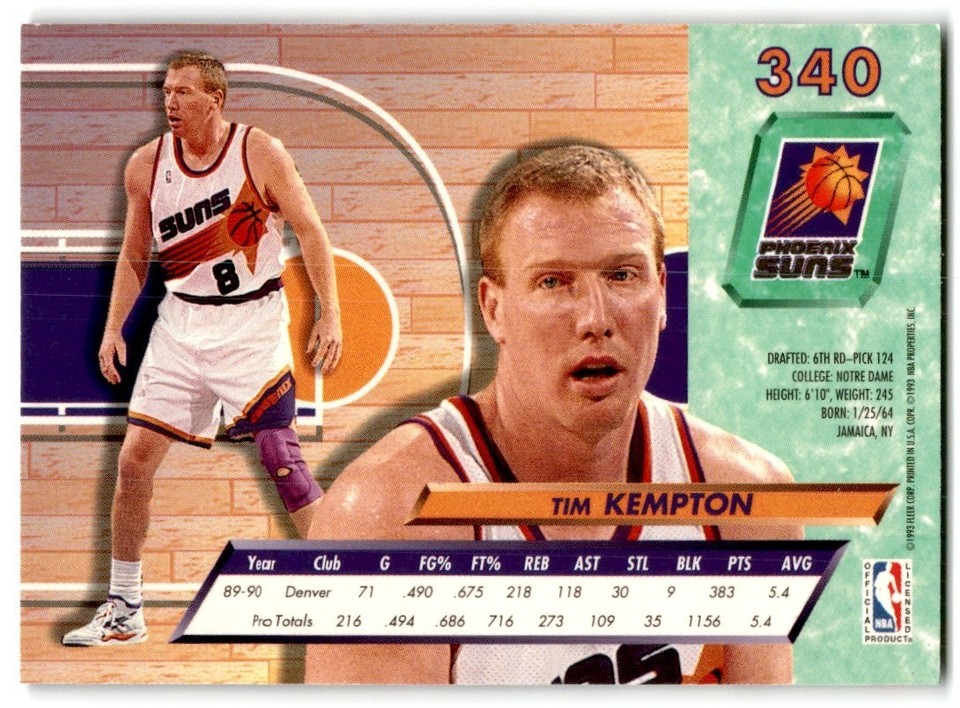 1992-93 Ultra Tim Kempton Phoenix Suns #340 | eBay