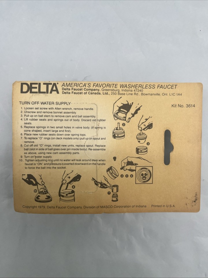 Delta Single Handle Faucet Repair Parts Kit RP3614 3614 OEM Genuine VTG ...