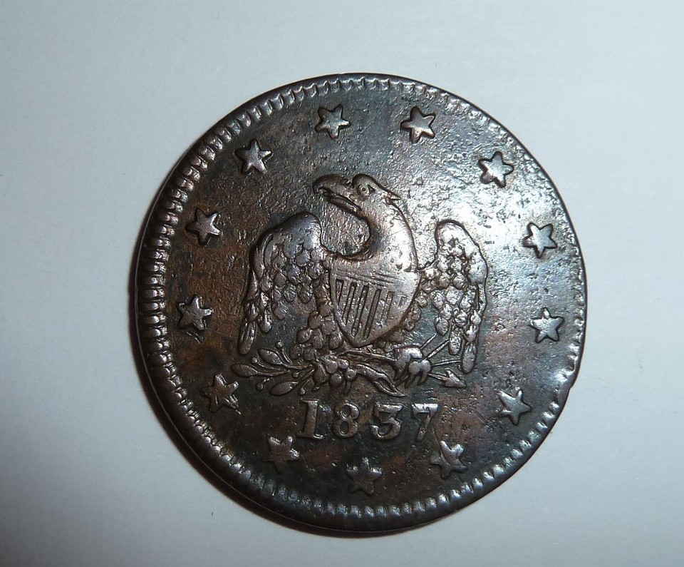 Hard Times Token 1837 NEW YORK Chatham St. H. Crossman Umbrella & Eagle ...