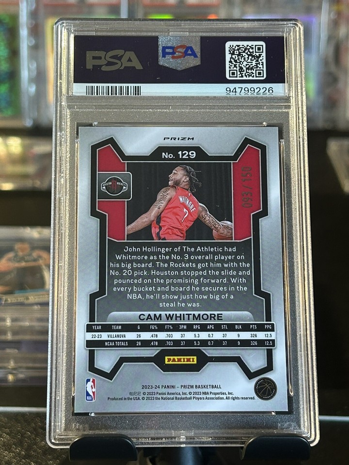 Cam Whitmore 2023 Panini Prizm Pandora Premium Set RC #D 093/150 PSA 9 ...