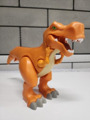 Imaginext Large T-Rex Orange Dinosaur Toy Trigger Chomp Bite Figure ...