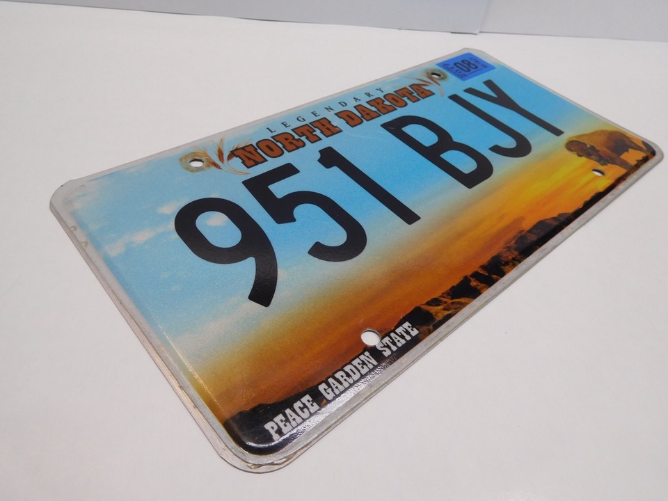 2017 North Dakota Flat License Plate 951 BJY - Natural Sticker | eBay