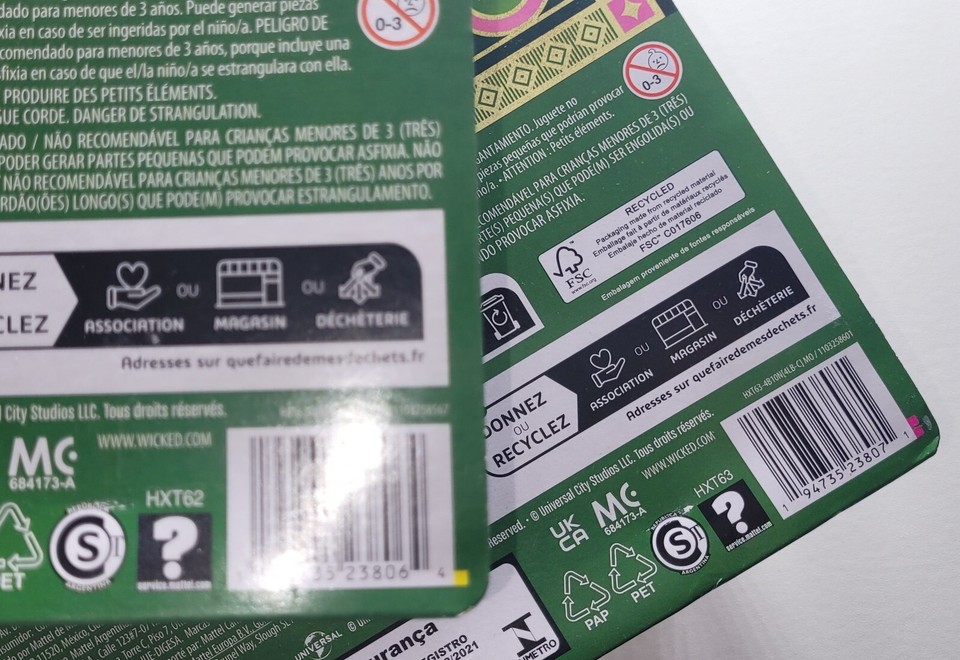 Mattel Wicked Movie Glinda Elphaba Doll Misprint Error Packaging Figure ...