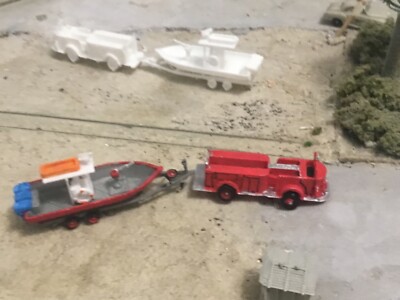 N Scale Fire Truck Engine American Lafrance & Rescue Boat 3d printed ...