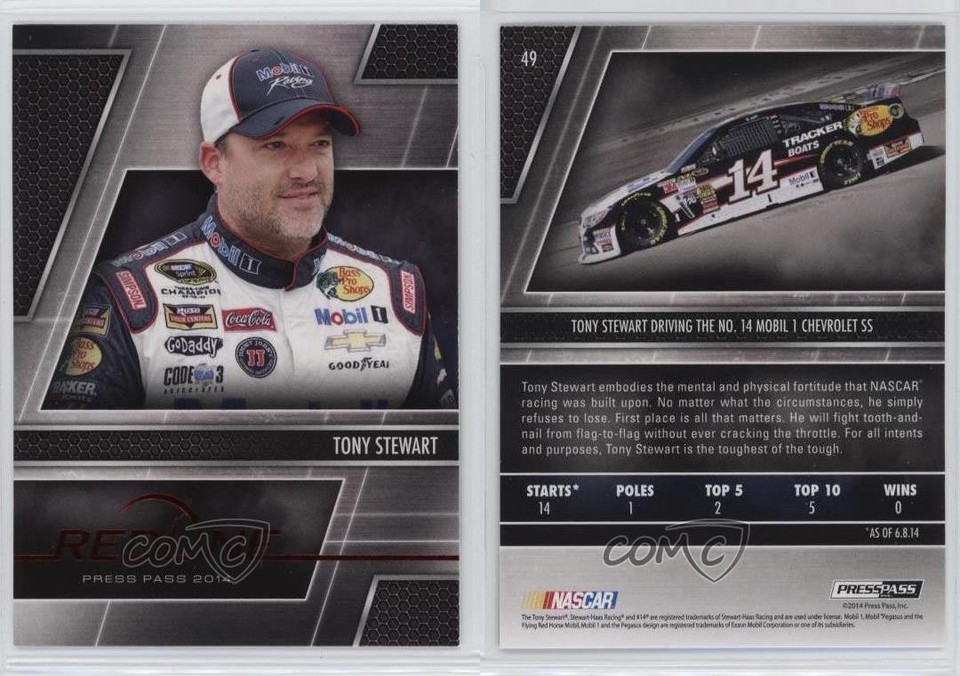 2014 Press Pass Redline Tony Stewart #49 HOF 2e7 | eBay
