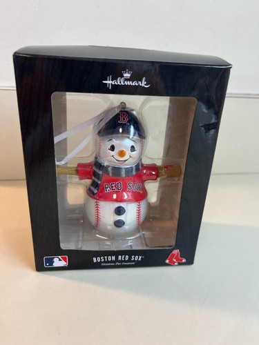 Hallmark MLB Boston Red Sox Snowman Christmas Tree Ornament Uniform Bat ...