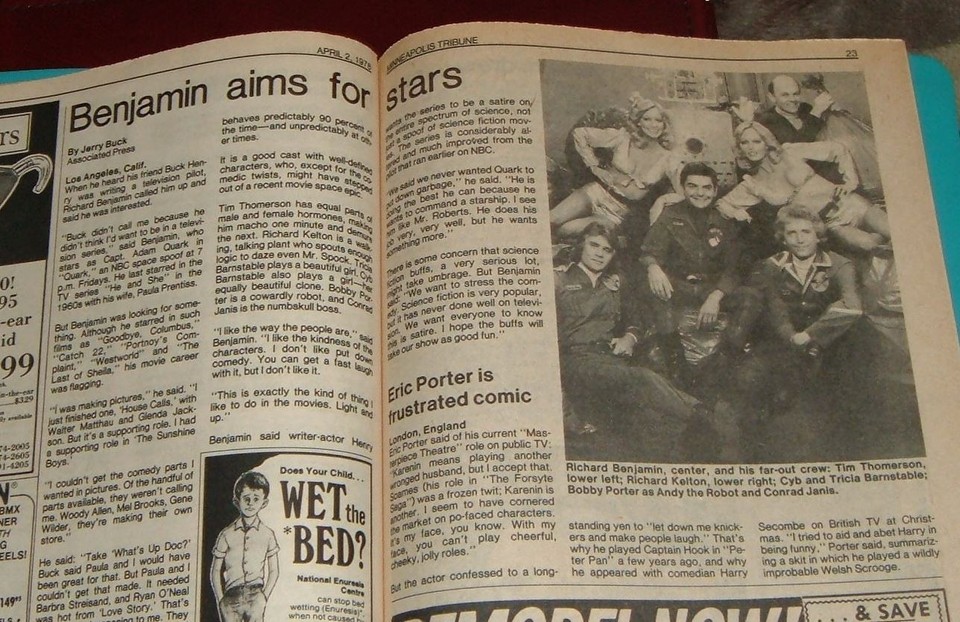 1978 TV WEEK GUIDE~QUARK CAST RICHARD CHAMBERLAIN & TRICIA & CYB ...