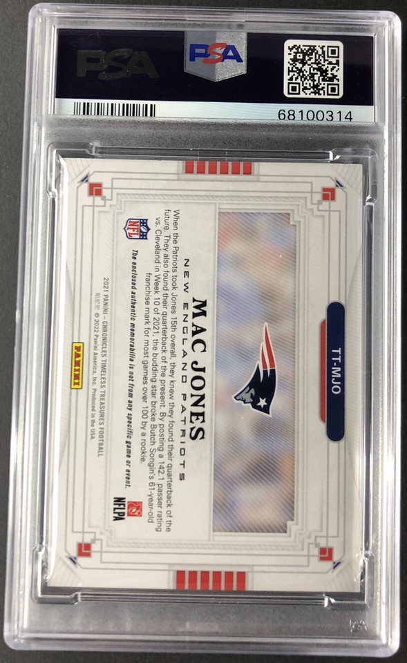 2021 Timeless Treasures MAC JONES ~ PSA 9 ~ Pop 2 ~ Rookie Patch ~ PATS ...