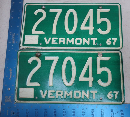 Vermont License Plate Pair Set 1967 67 27045 | eBay