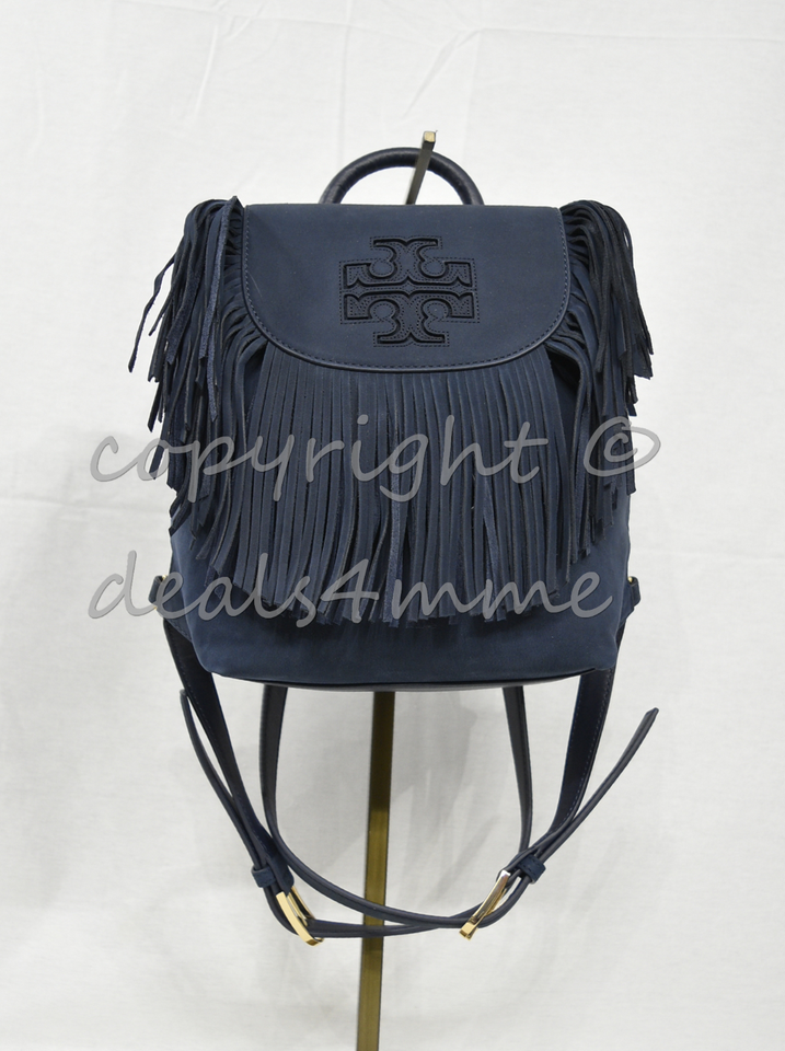 NWT Tory Burch Harper Fringe Suede Mini Backpack in Otter Brown OR Tory ...