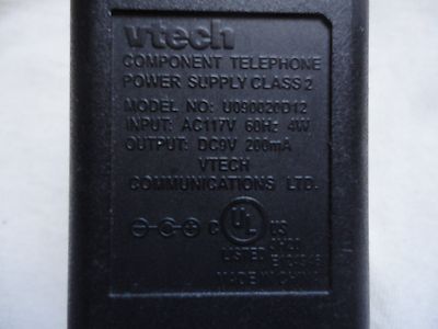 Vtech Component Telephone 9V AC/DC Adapter - U090020D12 | eBay