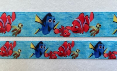 Cartoon Nemo fish Grosgrain ribbon 5/8" 7/8" blue orange goldfish | eBay