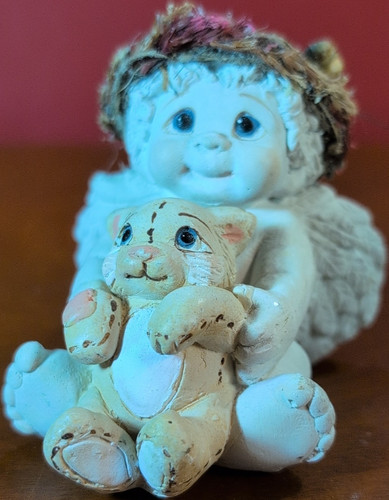 Vintage 1996 Dreamsicles "Cuddle Up" Angel Cherub & Teddy Bear Figurine ...