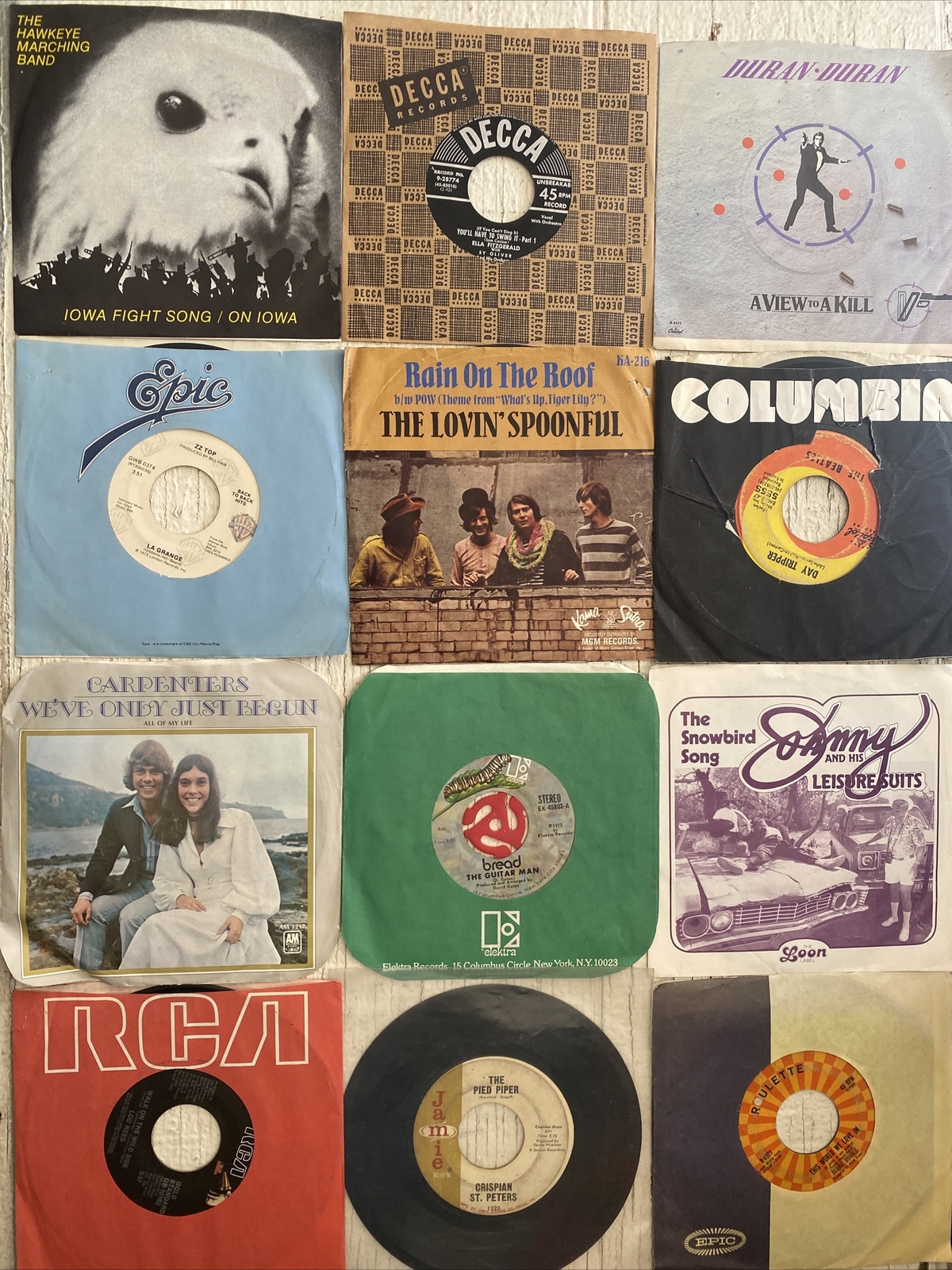 Vintage 45 RPM Record Lot Of 12 Vinyl Records, Columbia, Decca, RCA ...