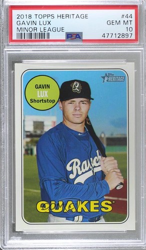 2018 Topps Heritage Minor League Edition Gavin Lux #44 PSA 10 GEM MT ...