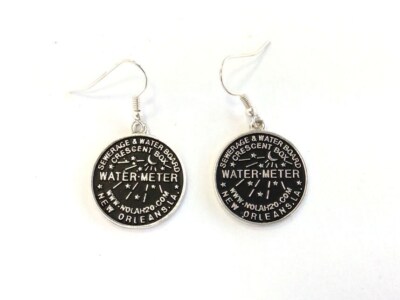 Antique Silver Plate Water Meter Hook Earrings New Orleans Mardi Gras ...