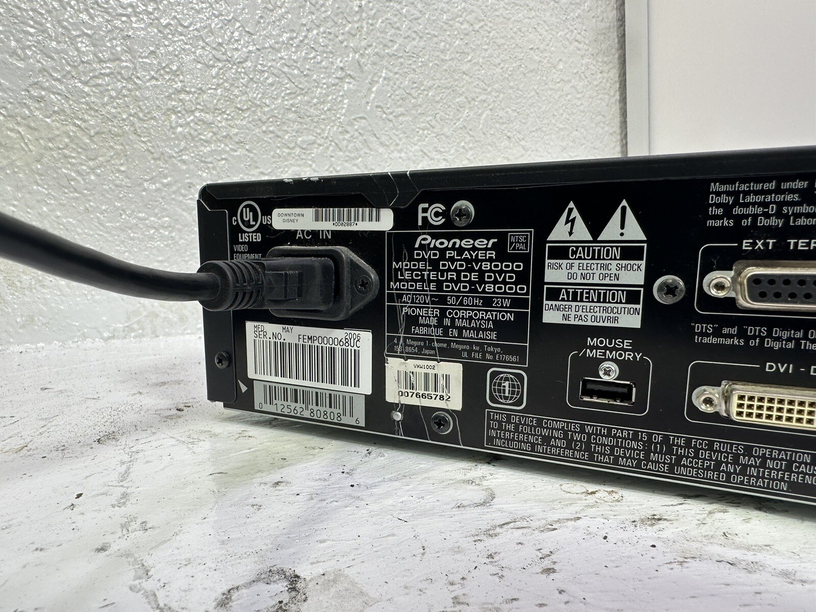 PIONEER DVD-V8000 Reference Level Professional DVD Player Disc | eBay