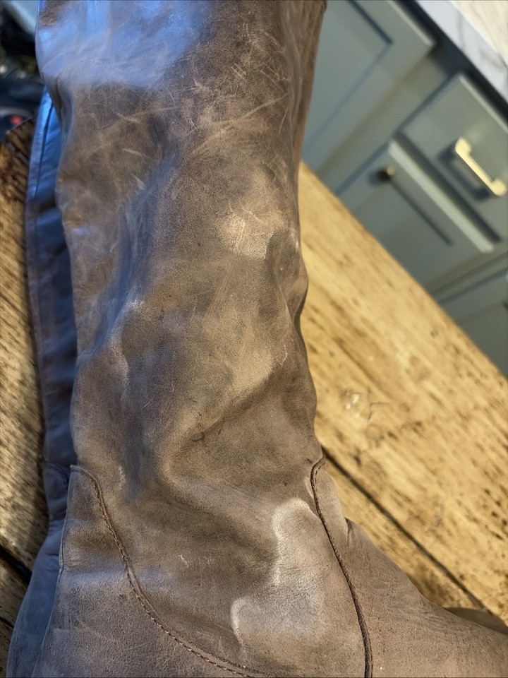 Born Women’s 10 Tall Brown Leather Western Riding Boots Distressed Soft ...