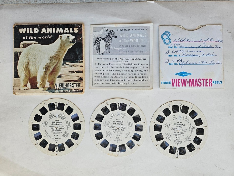 Wild Animals of the World View Master Packet B614 3 Reel Set & Book ...