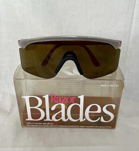 Vintage 90s Oakley Razor Blades Sunglasses Clear & Pink Bundle w ...