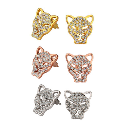 Rose Gold Platinum Plated Earrings Stud AAA Zirconia Push Back Puma .52 ...