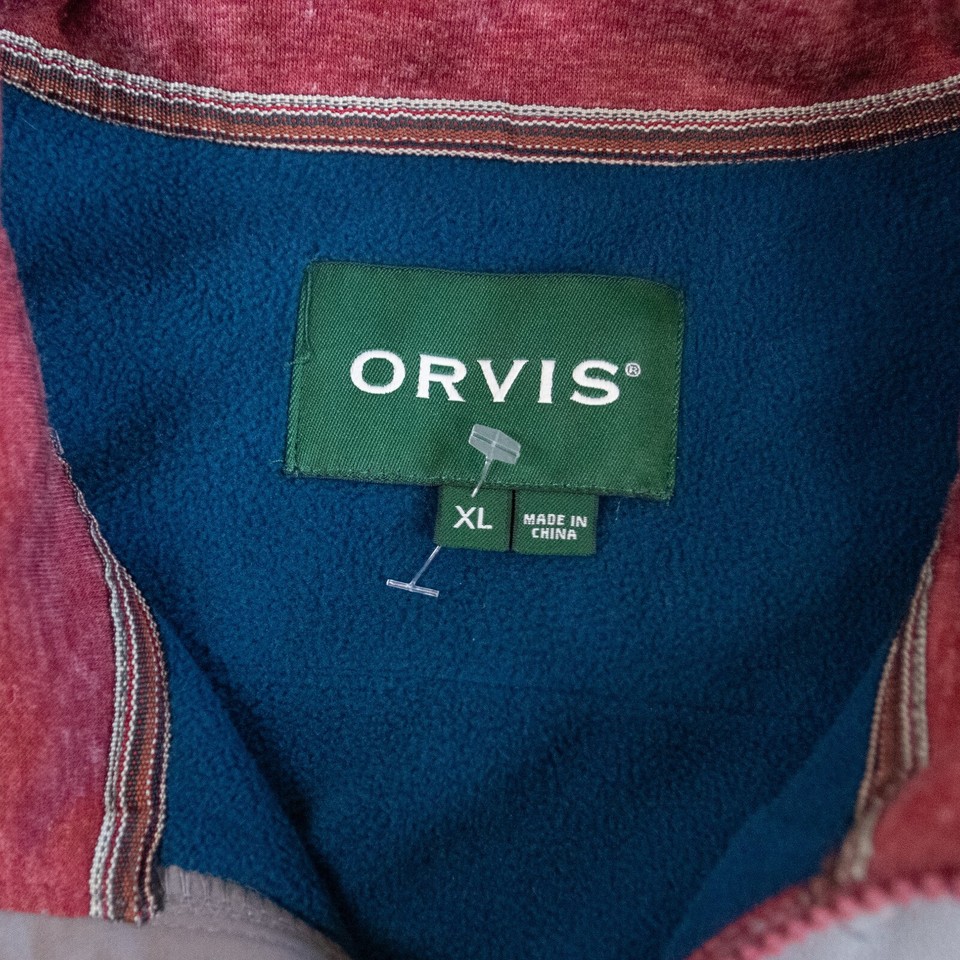 Orvis Men's Hybrid Wool Fleece Lined Full Zip Jacket Red/Gray Size XL ...