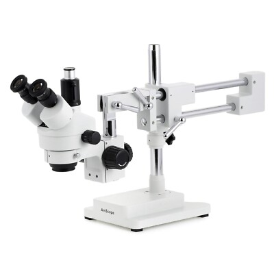AmScope 3.5X-90X Simul-Focal Zoom Trinocular Stereo Microscope Dual Arm ...