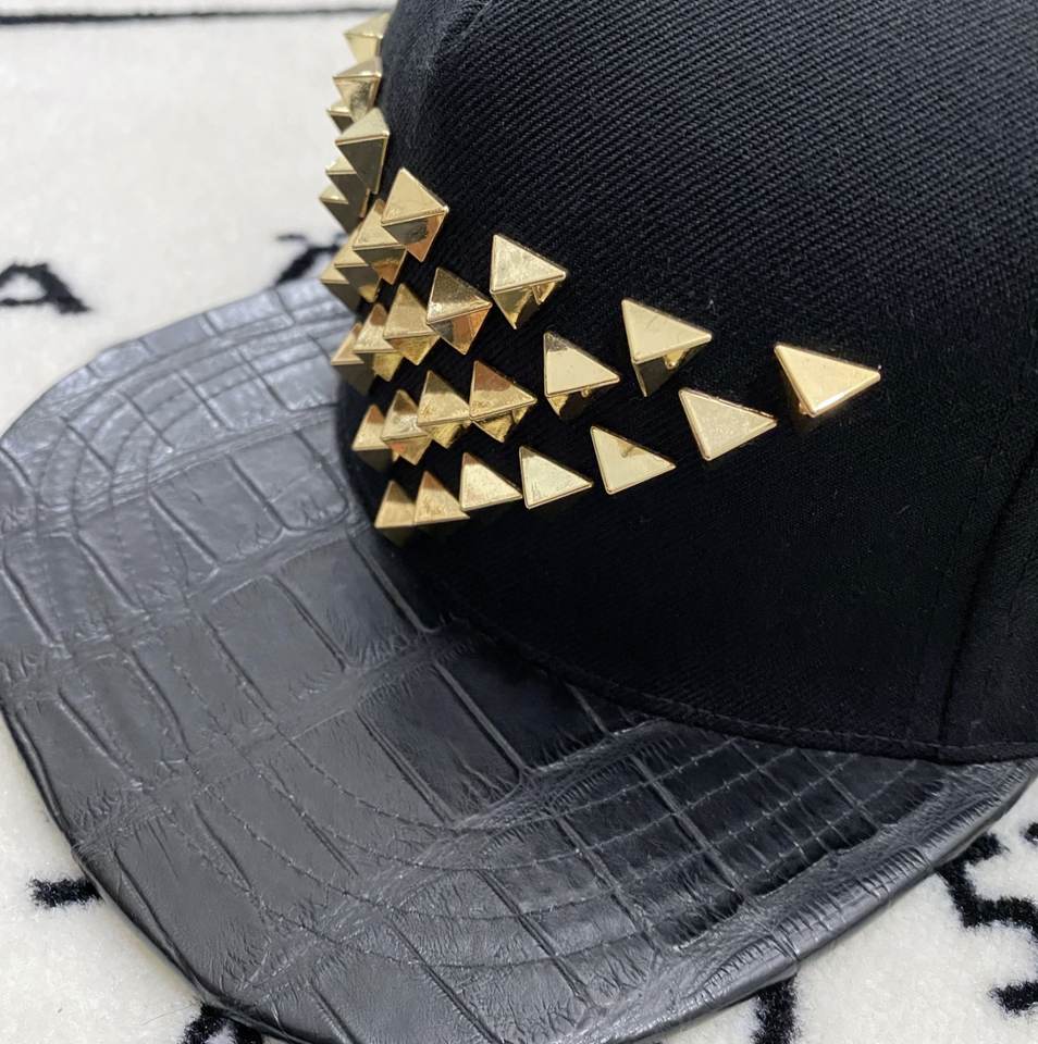 1 Of 1 Custom Designer Croc & Lamb Skin Pyramid Studs Black Hat | eBay