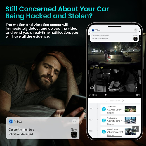 Dash Cam Front Inside, 4G LTE Security for Car, Remote Live-View, Black ...