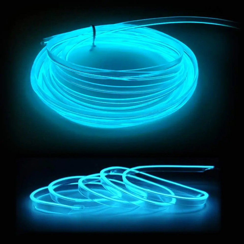 5M Car Interior LED Neon Strip Light EL Wire USB Ambient Glow DIY Auto ...