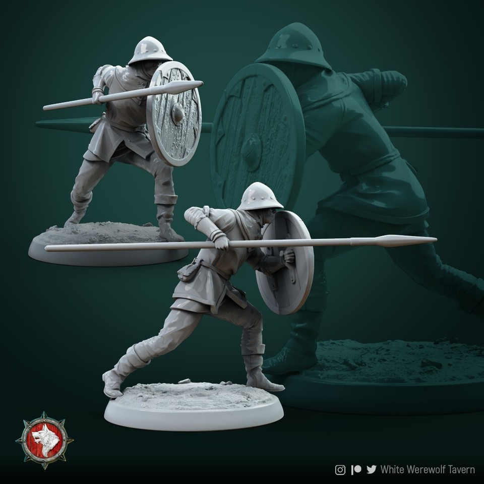 Human Militia Town Guard Fighter Spearman Miniature | D&D DnD | eBay