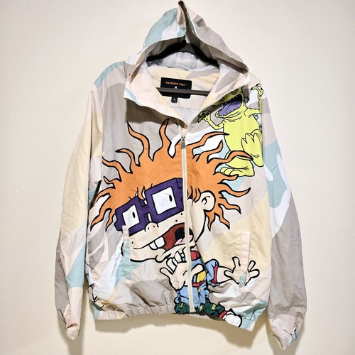 Nickelodeon Rugrats Members Only Jacket Mens L Hooded FullZip Wind ...