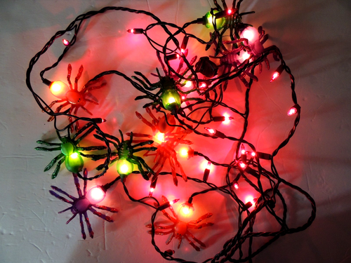 Halloween Spider String Lights 7ft Tarantula Spider 12 Hanging Spiders ...