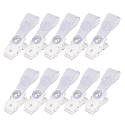 White Plastic Buckle Closure Name Tag Badge Label ID Card Holder Clip ...