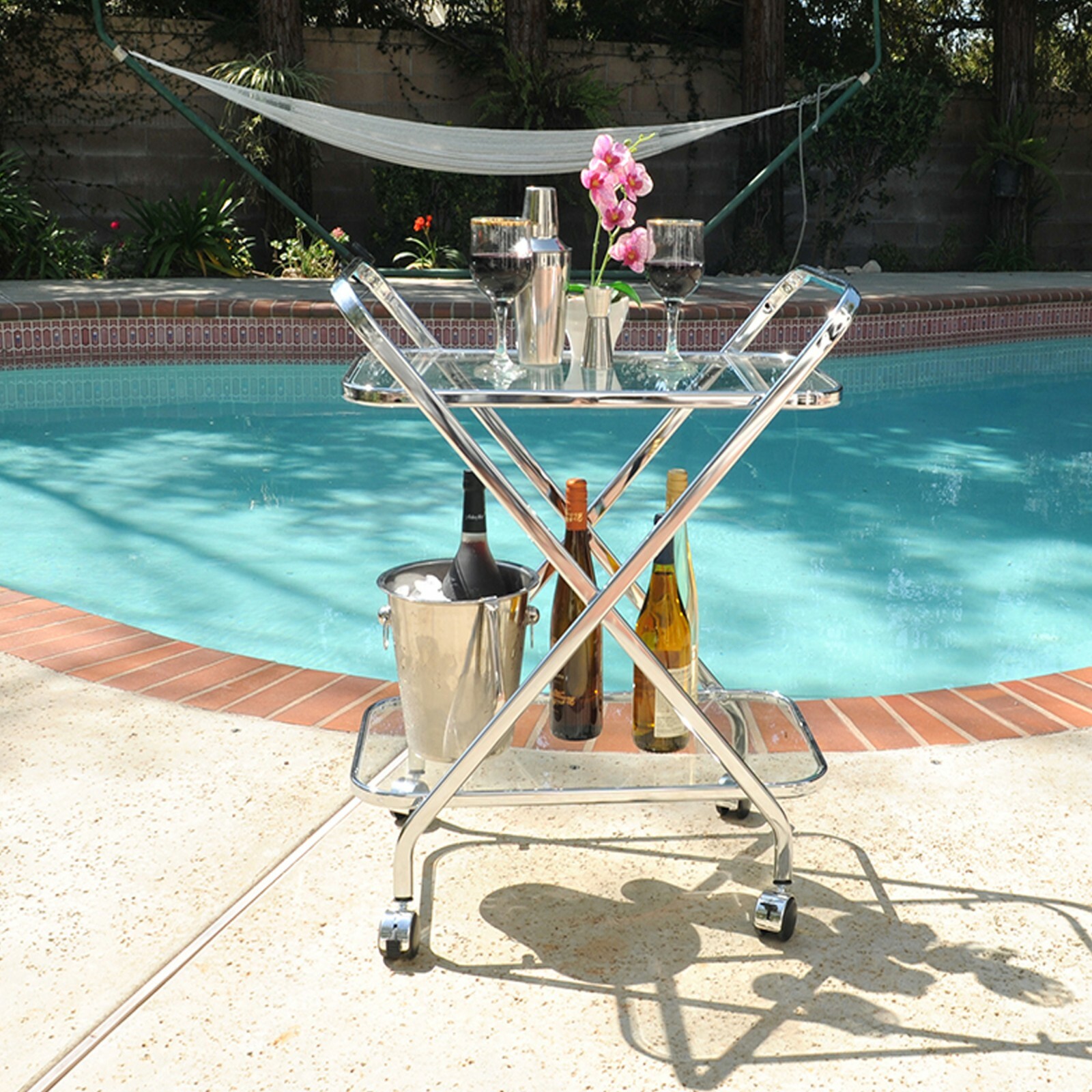 Serving Tray Table Bar Cart Trolley On Wheels Movable Table Bar Cart ...