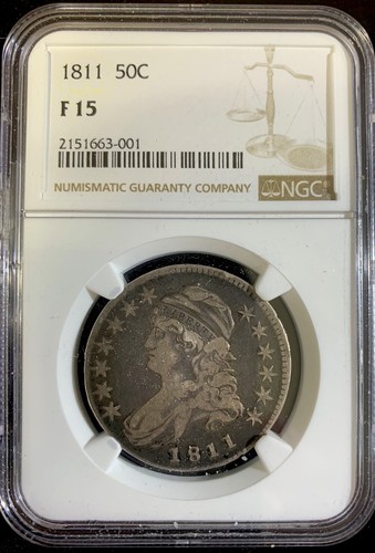 1811 Capped Bust Silver Early Half Dollar NGC F15 | eBay