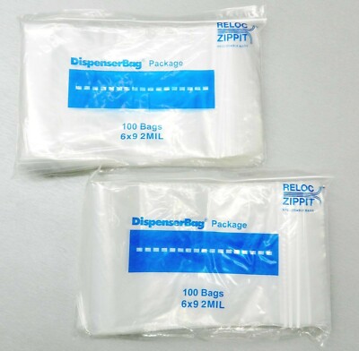 200 Bags 6x9 Clear 2mil Reclosable Bag 6" x 9" Reloc Zippit 200 Poly ...