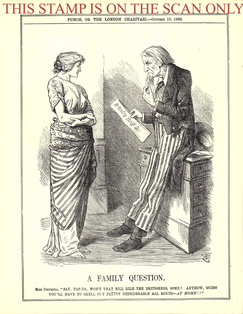 1890 Punch Uncle Sam Cartoon Print - 'A Family Question' McKinley ...