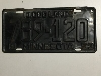 VINTAGE 1953 MN MINNESOTA LICENSE PLATE "789 - 120" | eBay
