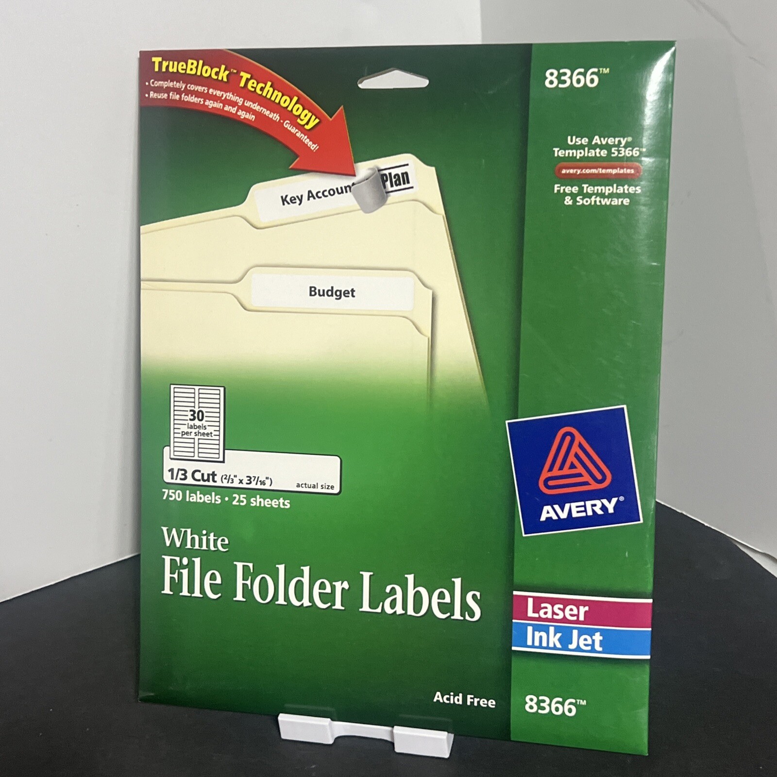 Avery 8366 2/3 inch x 3-7/16 inch File Folder Labels - 750 Count for ...