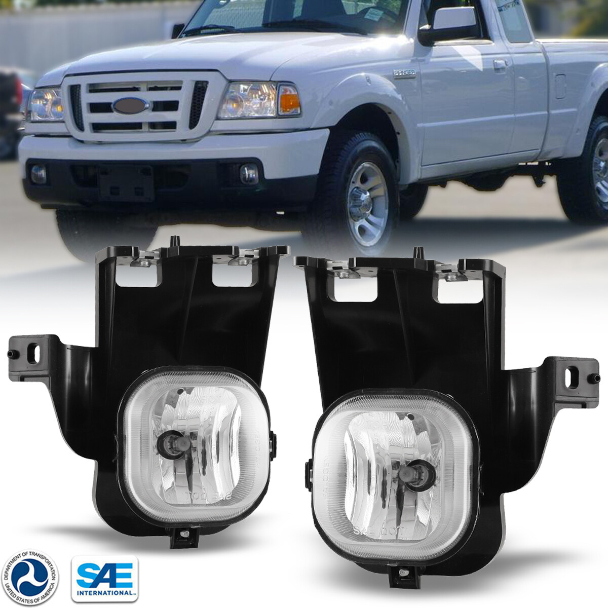 For 2006 2007 Ford Ranger Fog Lights Front Bumper Driving Lamps Clear ...